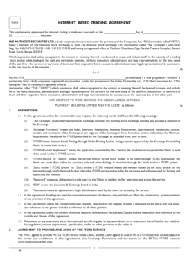 Fillable Online Stamp INTERNET BASED TRADING AGREEMENT - Muthoot ...