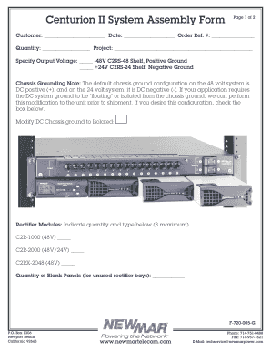 Fillable Online Centurion II Order form - Newmar Fax Email Print ...