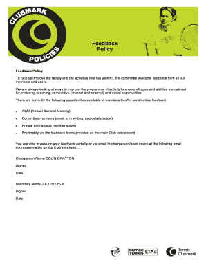 Fillable Online Club member feedback form Fax Email Print - pdfFiller