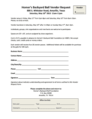 Fillable Online Download Vendor Packet and Rules - Homer's Backyard ...