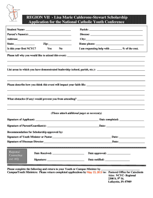 Fillable Online National Catholic Youth Conference - Youth Ministry Fax Email Print - pdfFiller