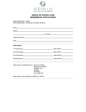 Fillable Online ARENA UK RIDING CLUB APPLICATION FORM Fax Email Print - pdfFiller