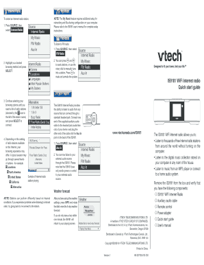 Fillable Online IS9181 WiFi Internet radio Quick start guide - VTech Canada Fax Email Print ...