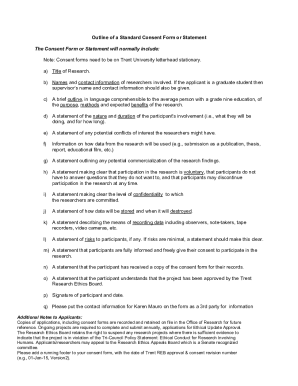 Fillable Online Outline of a Standard Consent Form or Statement.doc Fax ...