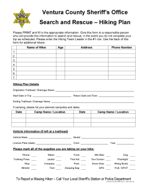 Fillable Online vcsar3 Download Hiking Plan Form - Ventura County ...