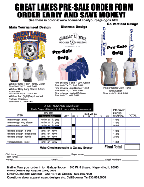 Fillable Online GREAT LAKES PRE-SALE ORDER FORM - bboomerb-tbcomb Fax ...