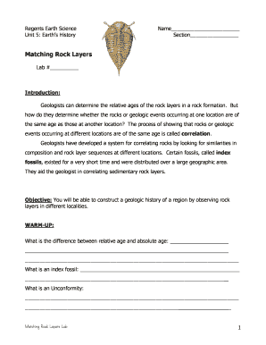 Matching Rock Layers - Fill Online, Printable, Fillable, Blank | pdfFiller
