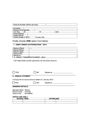 Fillable Online stcolumbas co Debit Order Form - St Columba's School Fax Email Print - pdfFiller