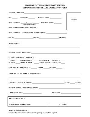 Fillable Online nwcss edu S1 DISCRETIONARY PLACES APPLICATION FORMENG ...