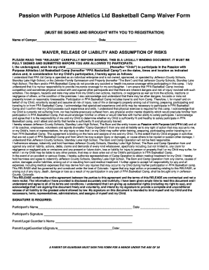 Fillable Online Jeff Lebo Tiger Basketball Camp Waiver Form Fax Email Print - pdfFiller