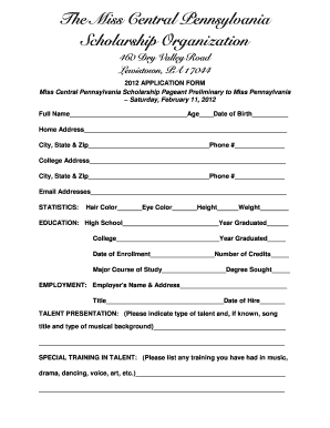 Fillable Online misscentralpa The Miss Central Pennsylvania ...