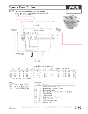 Fillable Online WADE Square Floor Drains 2370 Cast iron deep sump floor ...