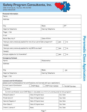 Fillable Online Paramedic Application Page 1 Fax Email Print - pdfFiller