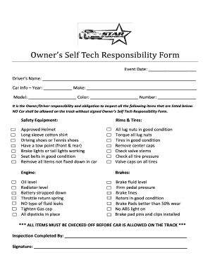 Fillable Online Owners Self Tech Responsibility Form Fax Email Print ...