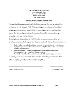 Fillable Online FMA Formulary Benefits Data Consent - Fairfield Medical ...