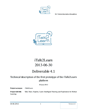 Fillable Online italk2learn D41-TechnicaldescriptionofthefirstprototypeoftheiTalk2Learnplatform ...