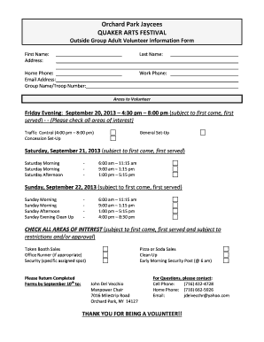 Fillable Online Boy Scout Adult Volunteer Form 2013 Fax Email Print ...