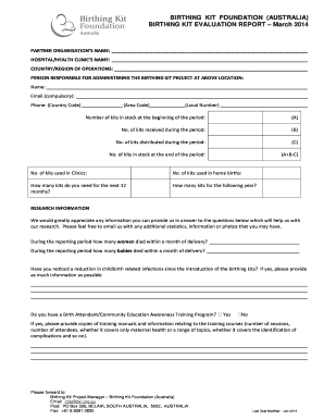 Fillable Online bkfa org BForm Bb - Birthing Kit Foundation bAustraliab ...