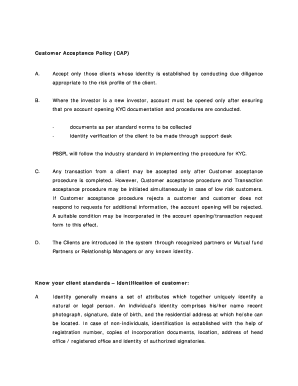 Customer Acceptance Policy - Fill Online, Printable, Fillable, Blank ...