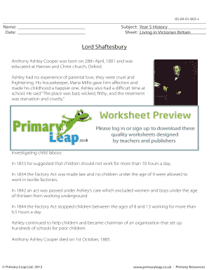 Fillable Online Lord Shaftesbury - Primary Leap Worksheets Year 5 ...
