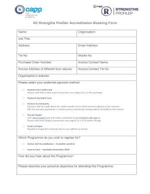 Fillable Online R2 Strengths Profiler Accreditation Booking Form Fax ...
