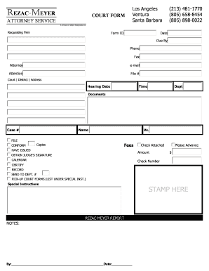 Fillable Online Filing Order Form - Rezac - Meyer Attorney Service Fax ...