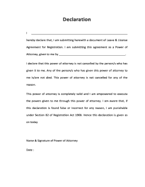 Fillable Online Declaration for POA - leavelicensecom Fax Email Print ...
