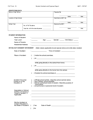 Fillable Online mafi org PoP Form 16-Student accident Expense report ...