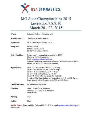 Fillable Online Details and Entry Form - Eagles Gymnastics Fax Email Print - pdfFiller