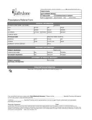 Fillable Online BReferral Formsb - Pathstone Health Services Fax Email Print - pdfFiller