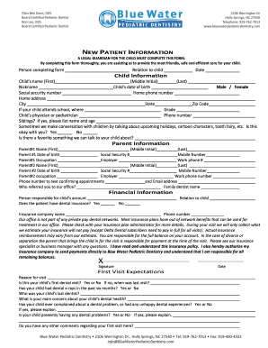 Fillable Online NEW PATIENT INFORMATION A LEGAL GUARDIAN FOR THE CHILD ...
