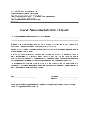 Fillable Online ama Copyright Assignment and Affirmation of Originality ...