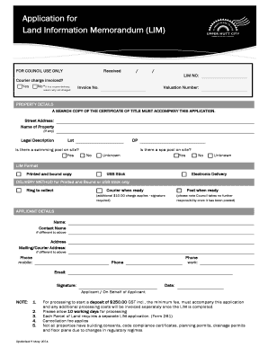 Fillable Online A LIM is a Land Information Memorandum Fax Email Print ...