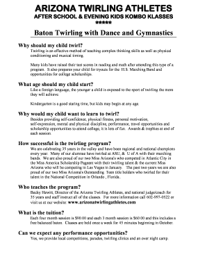 Fillable Online ARIZONA TWIRLING ATHLETES Fax Email Print - pdfFiller