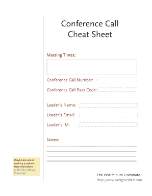 Fillable Online Conference Call Cheat Sheet - zackgrossbartbcomb Fax ...