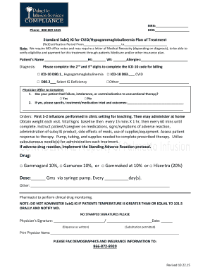 Fillable Online MRN: DOB: Phone: 8008091265 Standard SubQ IG for CVID ...