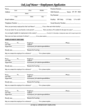 Fillable Online Download Employment Application - Oak Leaf Manor Fax ...