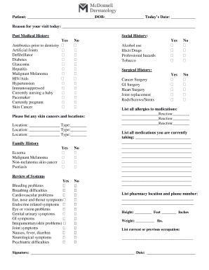 Fillable Online Patient DOB Todays Date Reason for your visit today Fax ...
