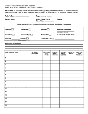Fillable Online stemcourses kcc hawaii MAKE UP TESTING FORM FOR PAPER ...