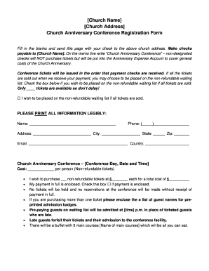 Fillable Online Church Anniversary Conference Registration Form ...