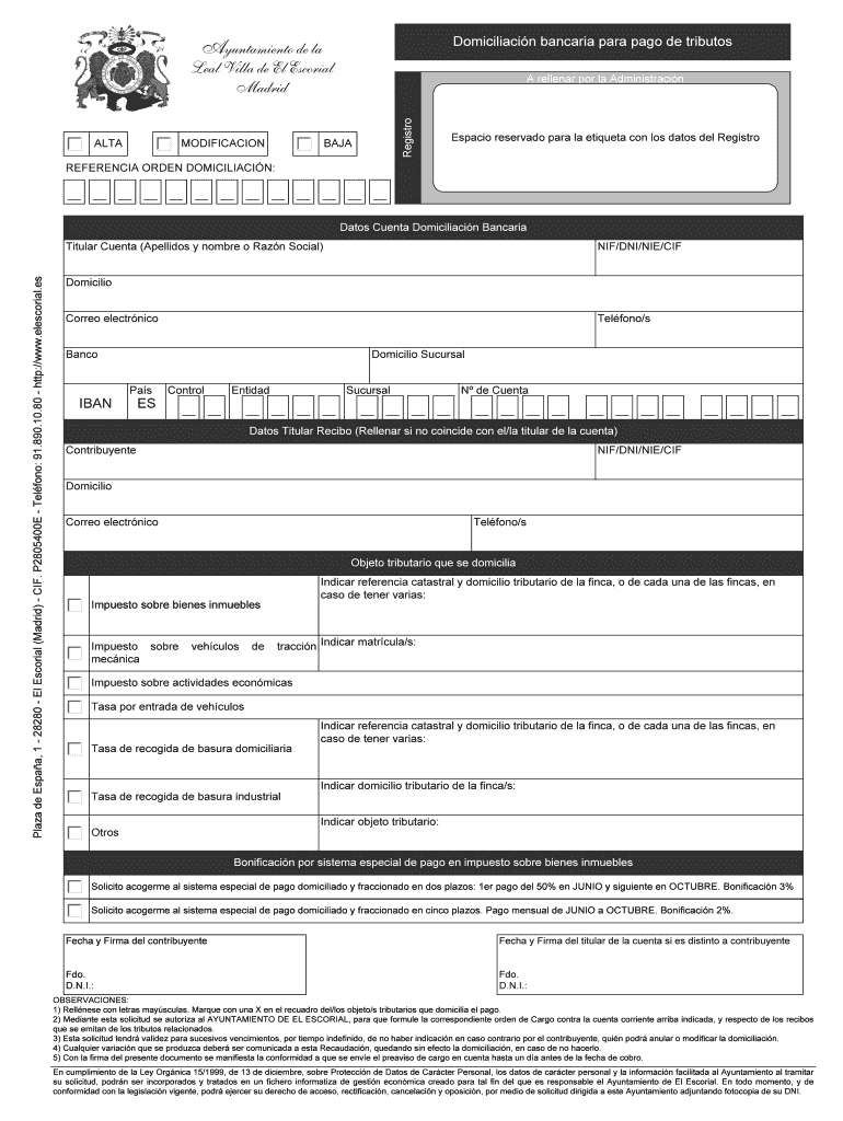 Spanish Tax Payment Authorization Form - Plantilla Rellenable en Blanco ...