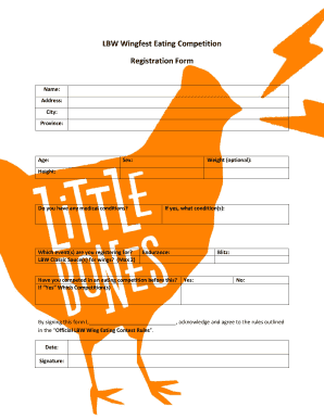 Fillable Online LBW Wingfest Eating Competition Registration Form Fax ...