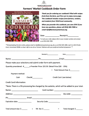 Fillable Online Farmers Market Cookbook Order Form - eNutshellsnet Fax ...