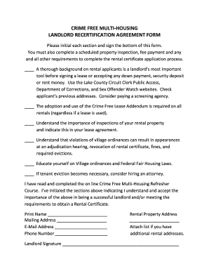Fillable Online CRIME FREE MULTI-HOUSING LANDLORD RECERTIFICATION Fax ...