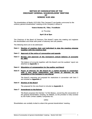 Fillable Online Notice of convocation of the ordinary general shareholders39 meeting bb Fax ...