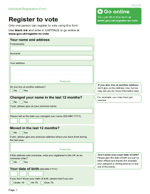 Fillable Online Register to vote - South Somerset District Council Fax Email Print - pdfFiller