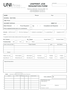 Fillable Online uniprint uwa edu BUNIPRINTb JOB Job Number REQUISITION ...