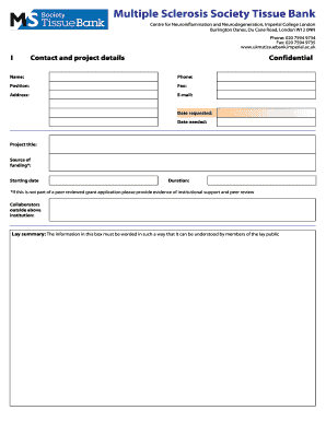 Fillable Online imperial ac BUKb MS Tissue Bank tissue request bformb ...