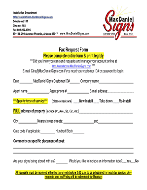 Fillable Online Fax Request Form - MacDaniel Signs Fax Email Print ...