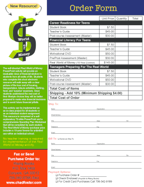 Fillable Online New Resource Order Form - Chad Foster Fax Email Print ...